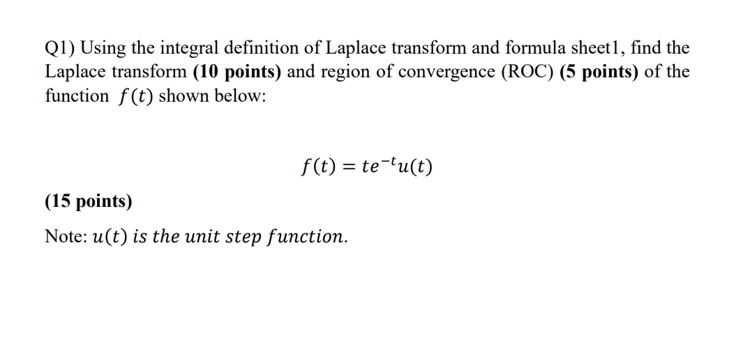 Solved Q1) ﻿Using the integral definition of Laplace | Chegg.com
