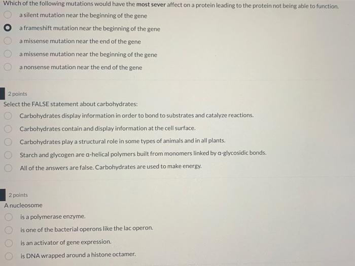 Solved Which of the following mutations would have the most | Chegg.com
