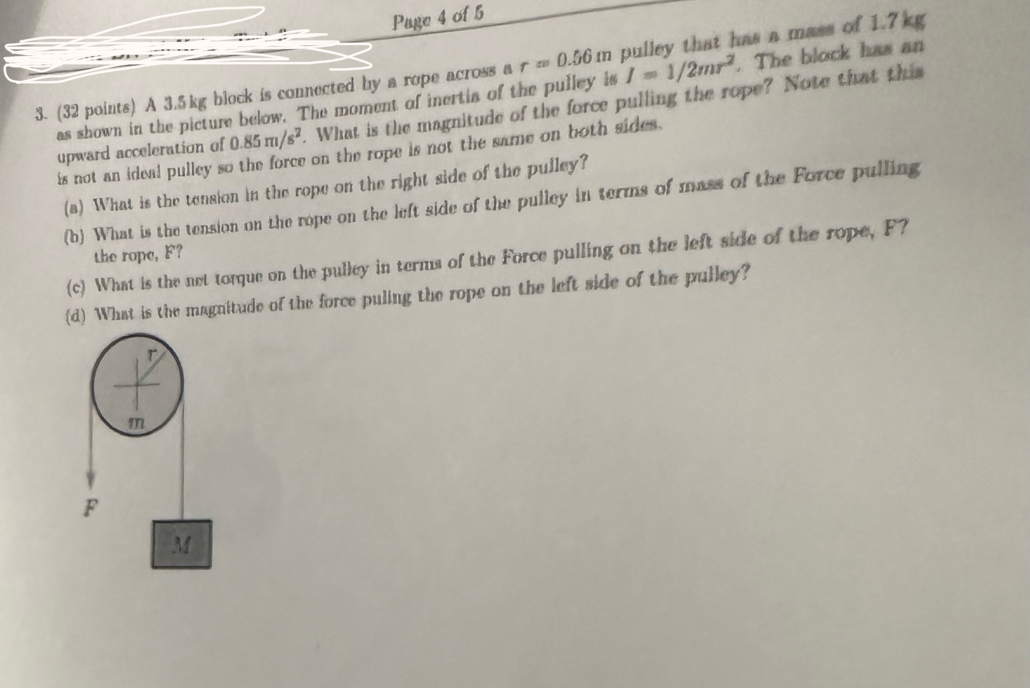 Solved (32 ﻿prointe) ﻿A 3.5kg ﻿block is connerted by a rope | Chegg.com