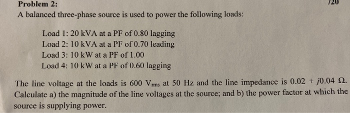 Solved 120 Problem 2: A balanced three-phase source is used | Chegg.com