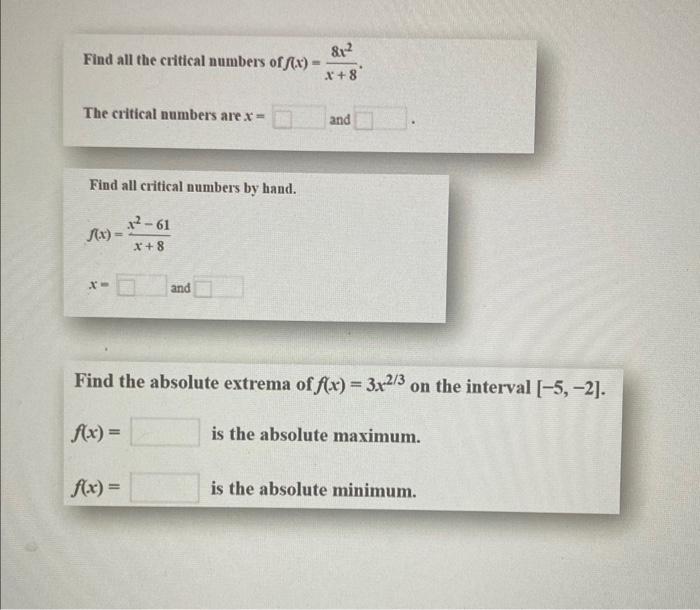 Solved Find All The Critical Numbers Of ρ X X 88x2 The