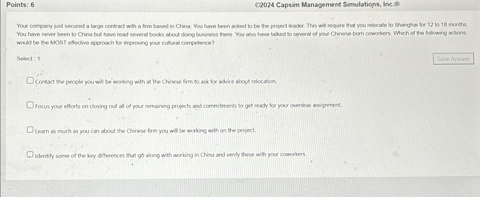 Solved Points: 6(C)2024 ﻿Capsim Management Simulations, | Chegg.com