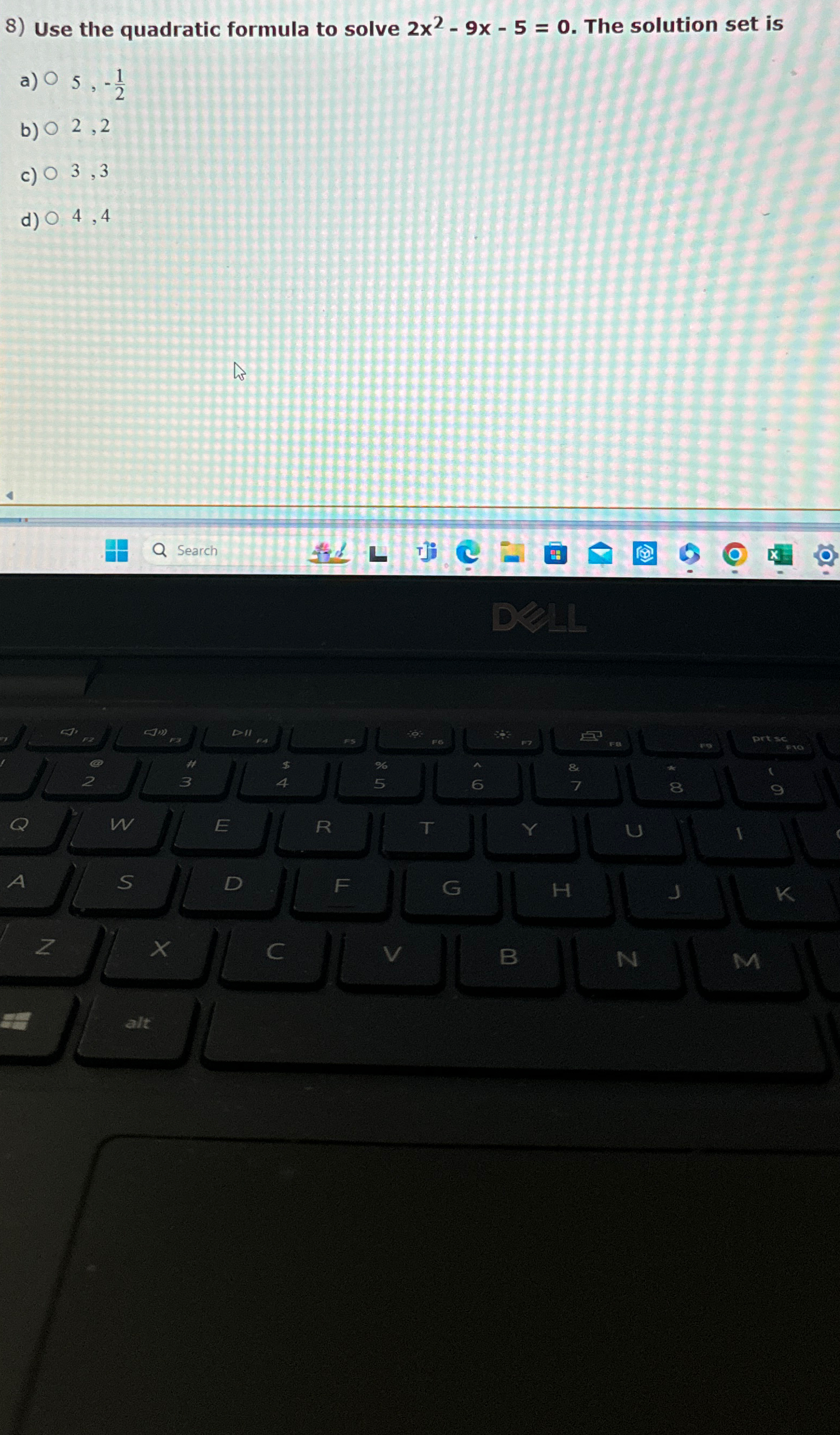 Solved Use the quadratic formula to solve 2x2-9x-5=0. ﻿The | Chegg.com