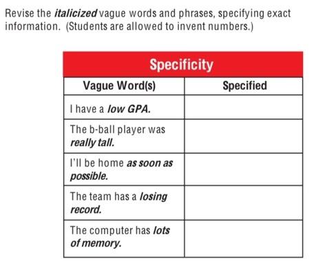 Solved Revise the italicized vague words and phrases, | Chegg.com