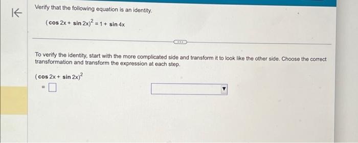 Solved K Verify that the following equation is an identity. | Chegg.com