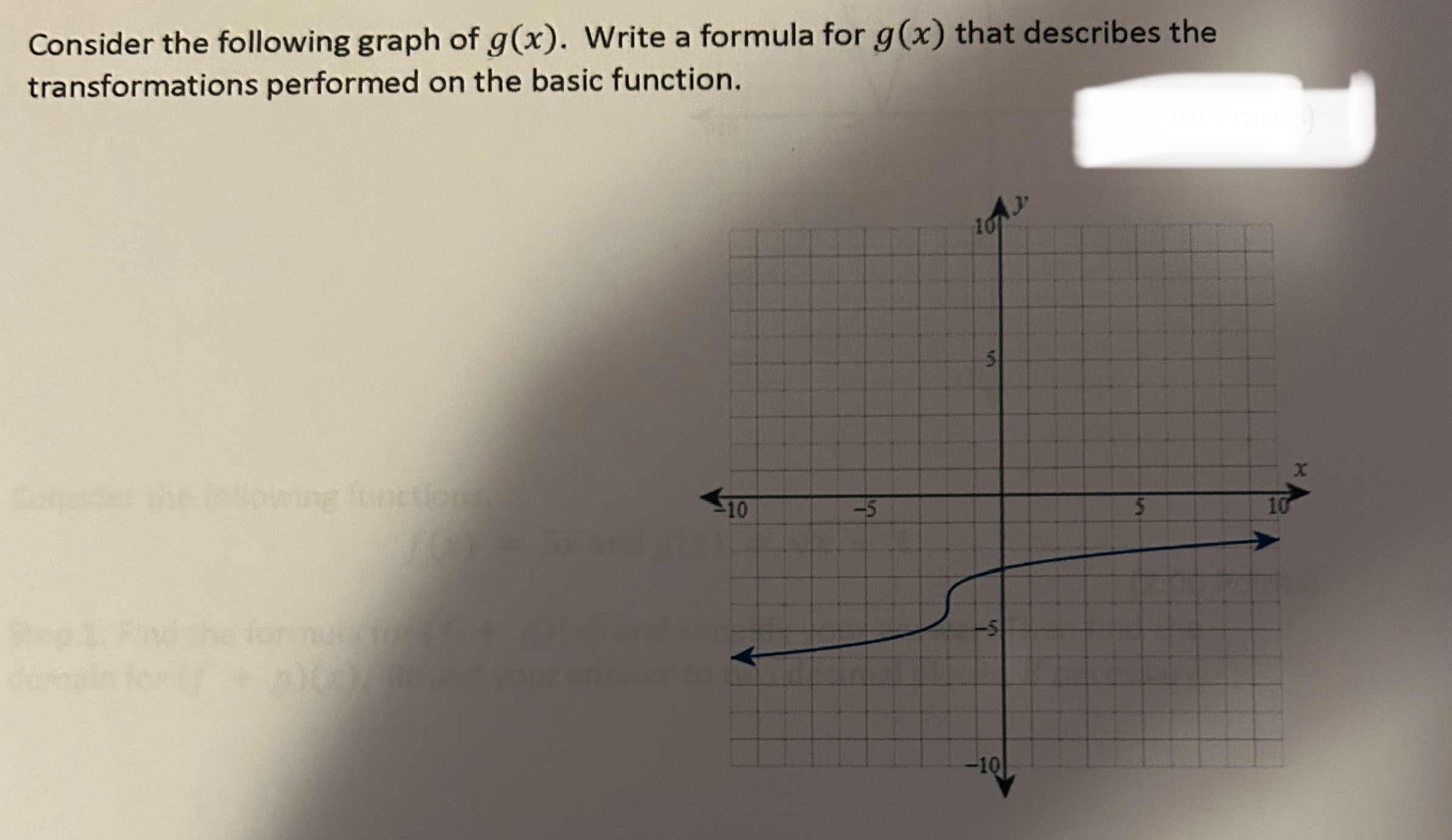 Solved Consider the following graph of g(x). ﻿Write a | Chegg.com