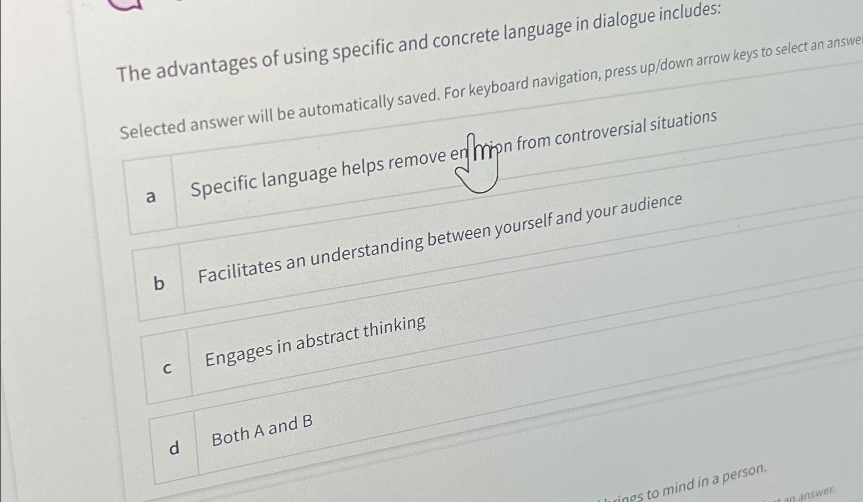 Solved The advantages of using specific and concrete | Chegg.com