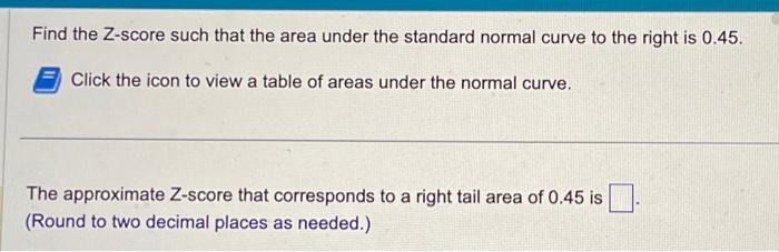 Solved Find the Z-score such that the area under the | Chegg.com
