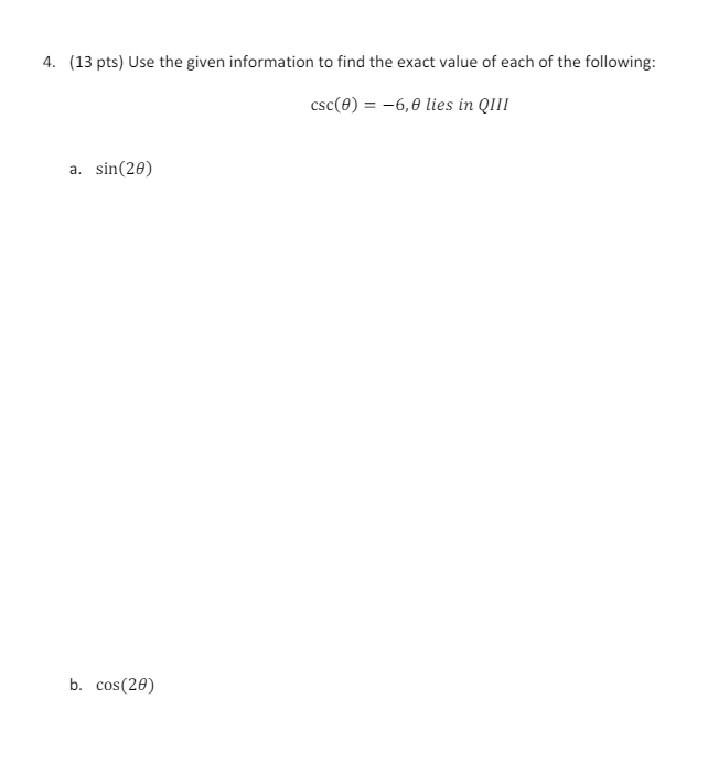 Solved (13 ﻿pts) ﻿Use the given information to find the | Chegg.com