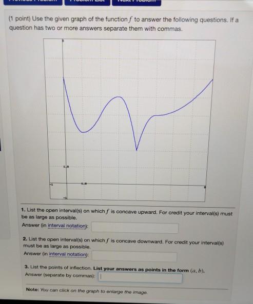 Solved 1 Point Use The Given Graph Of The Functionſ To 