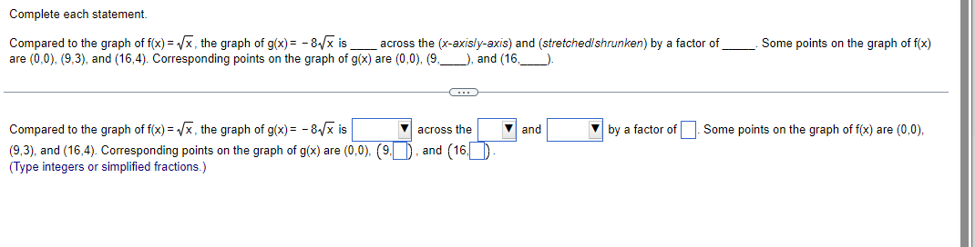Solved Complete each statement.Compared to the graph of | Chegg.com