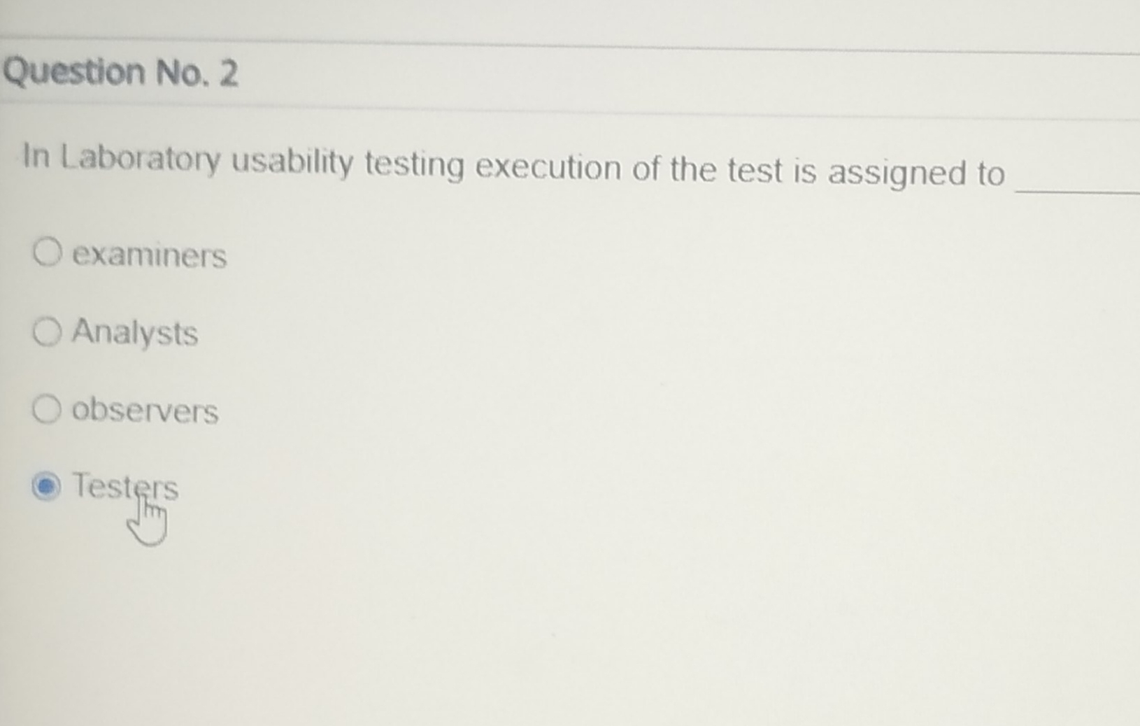 Solved Question No. 2In Laboratory usability testing | Chegg.com