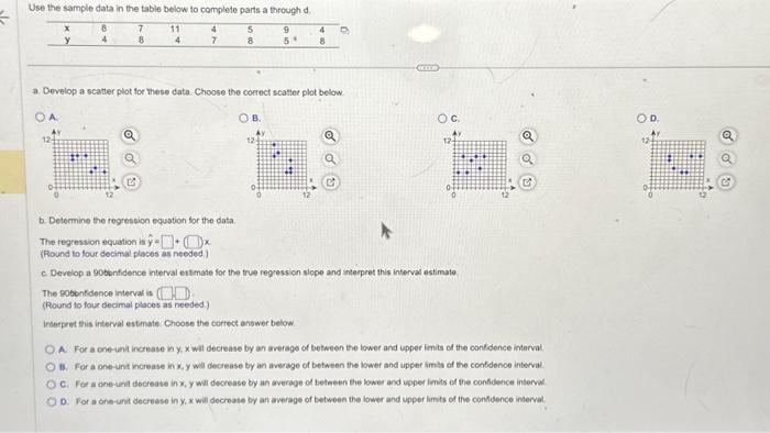 Solved Use the sample data in the table below to complete | Chegg.com