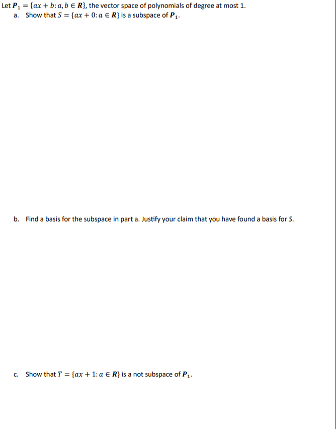 Solved Let P1={ax+b:a,binR}, ﻿the vector space of | Chegg.com