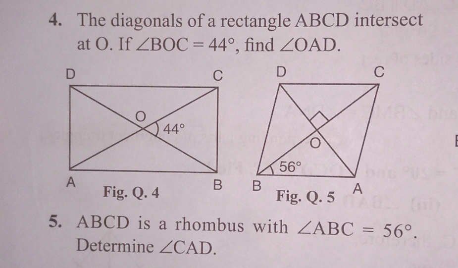 Solved The diagonals of a rectangle ABCD intersect at O . | Chegg.com