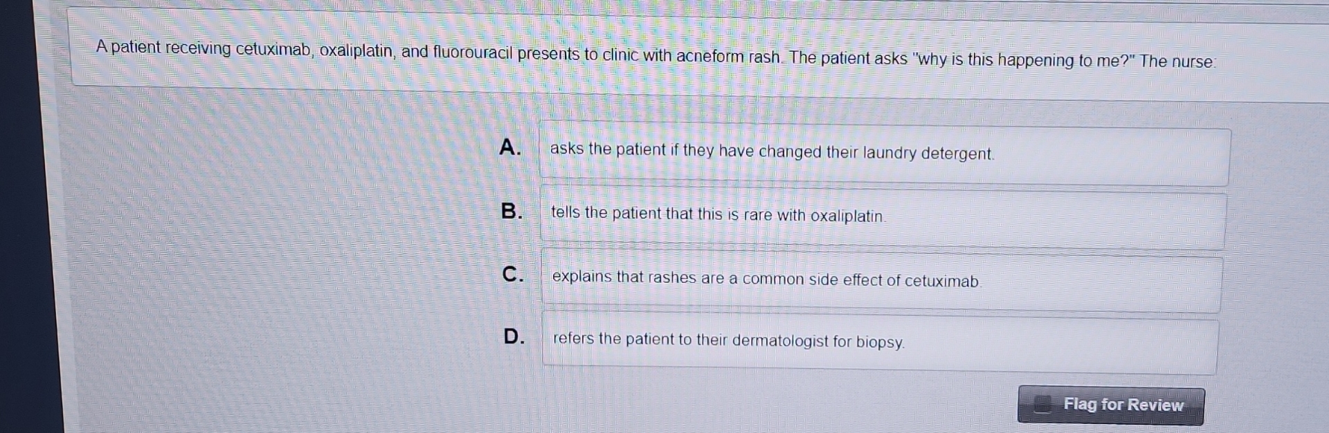 Solved A patient receiving cetuximab, oxaliplatin, and | Chegg.com