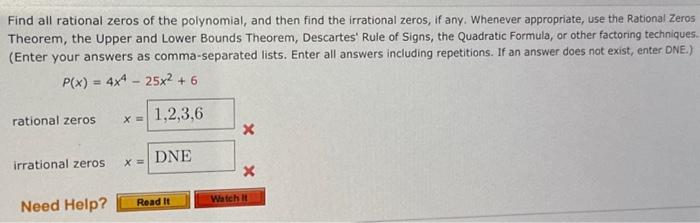 Solved Find all rational zeros of the polynomial, and then | Chegg.com