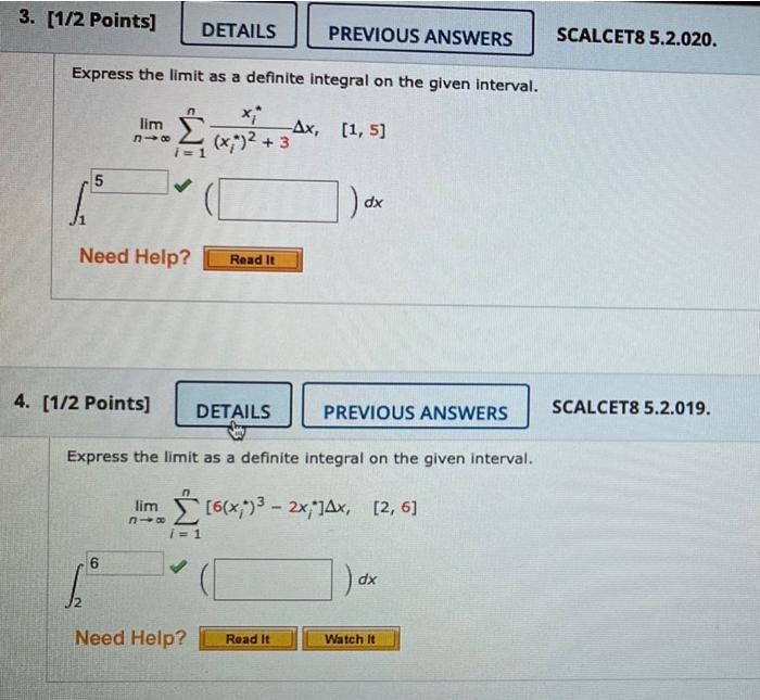 Solved 3. [1/2 Points] DETAILS PREVIOUS ANSWERS SCALCET8 | Chegg.com