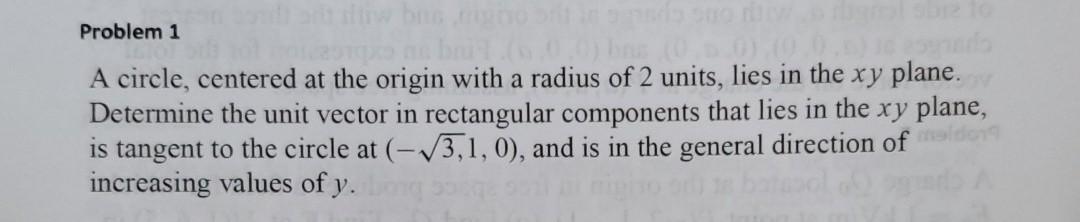Solved Problem 1 A circle, centered at the origin with a | Chegg.com