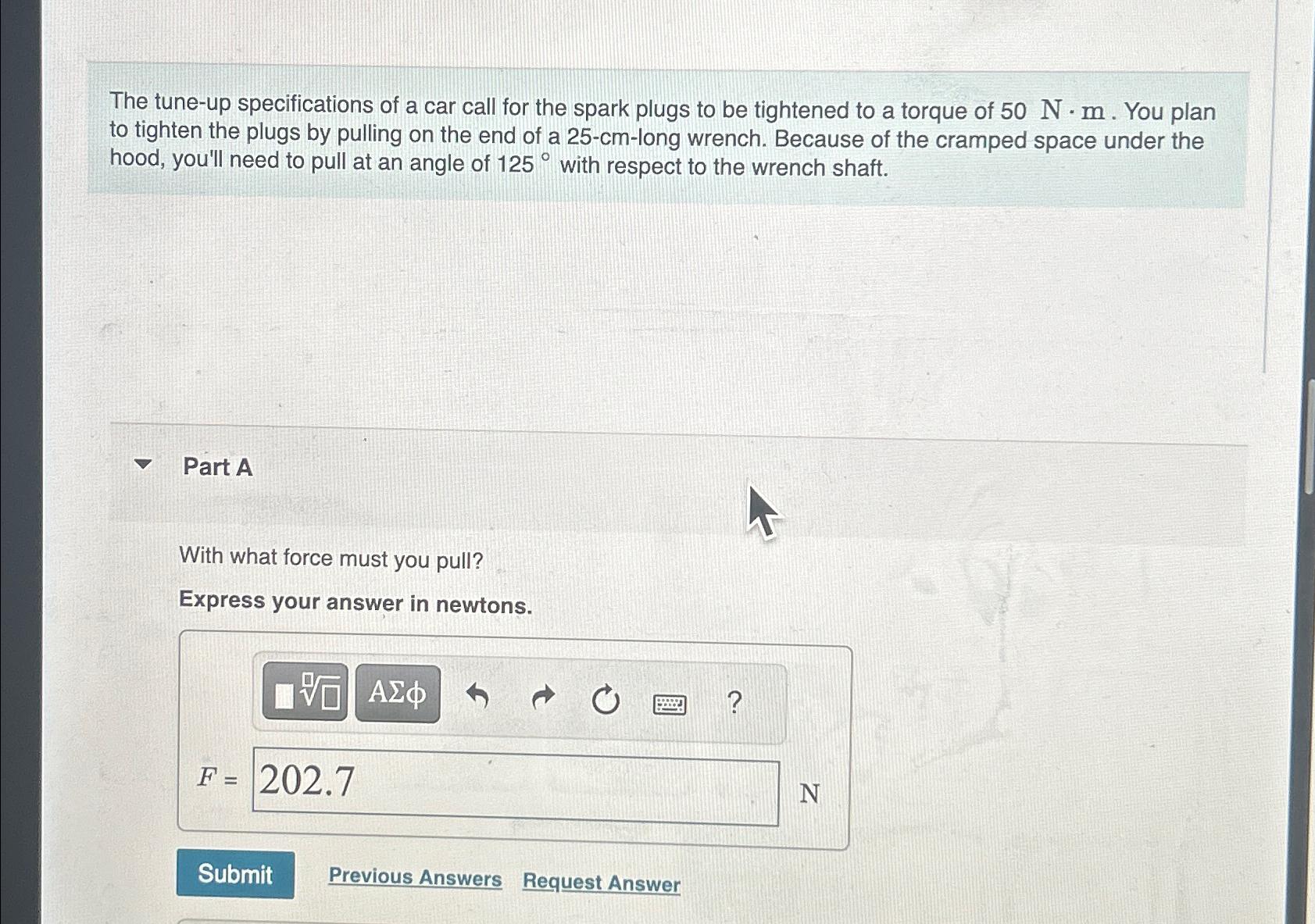 Solved 8/19 ﻿The tune-up specifications of a car call for | Chegg.com