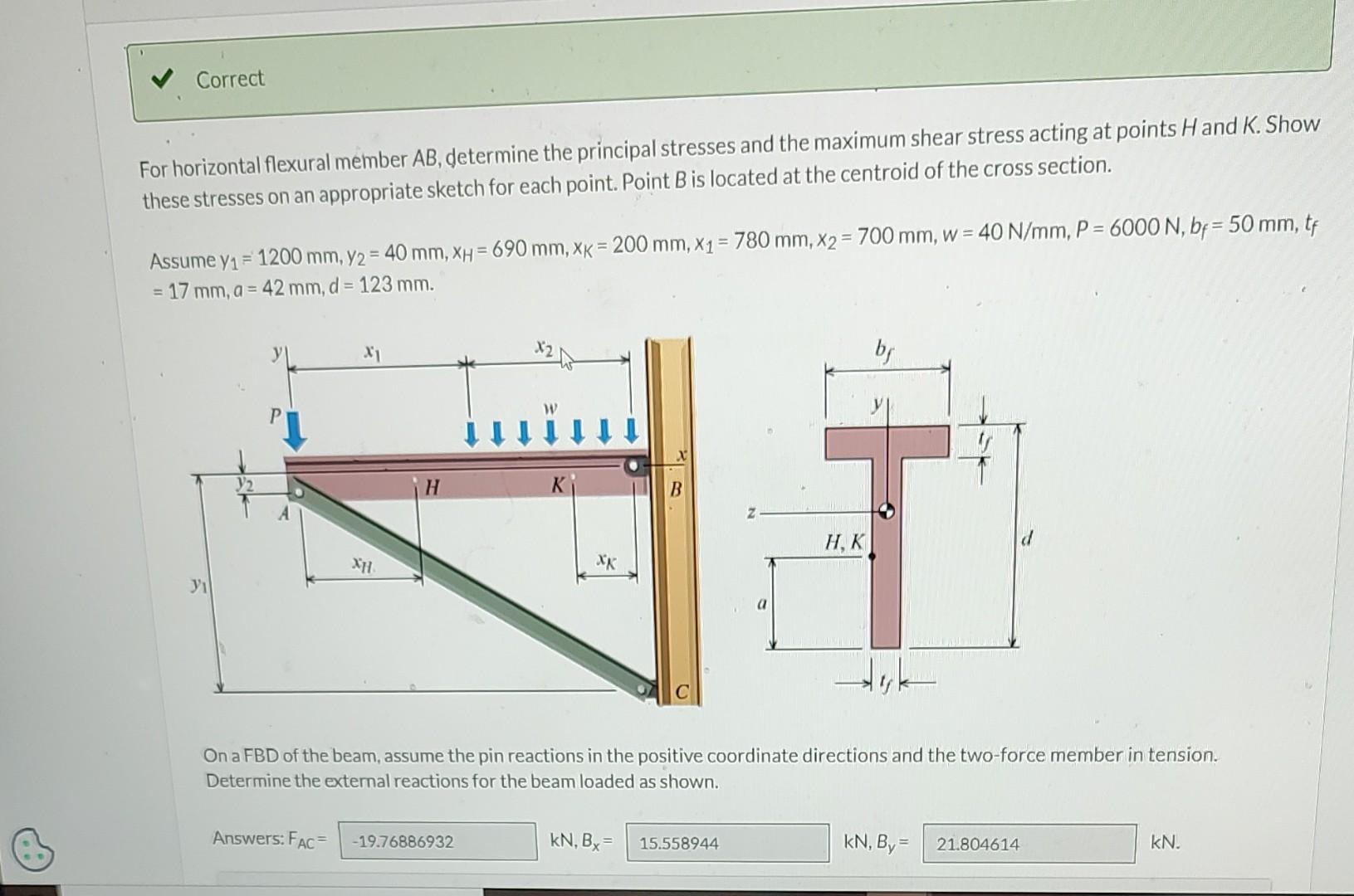 Solved For horizontal flexural member AB, determine the | Chegg.com