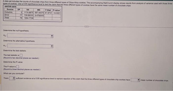 Solved A data set includes the counts of chocolate chips | Chegg.com