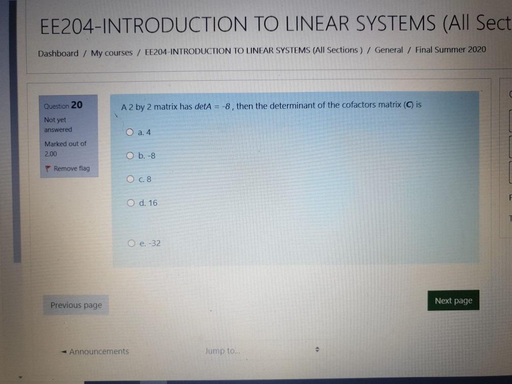 Solved EE204-INTRODUCTION TO LINEAR SYSTEMS (All Sect | Chegg.com