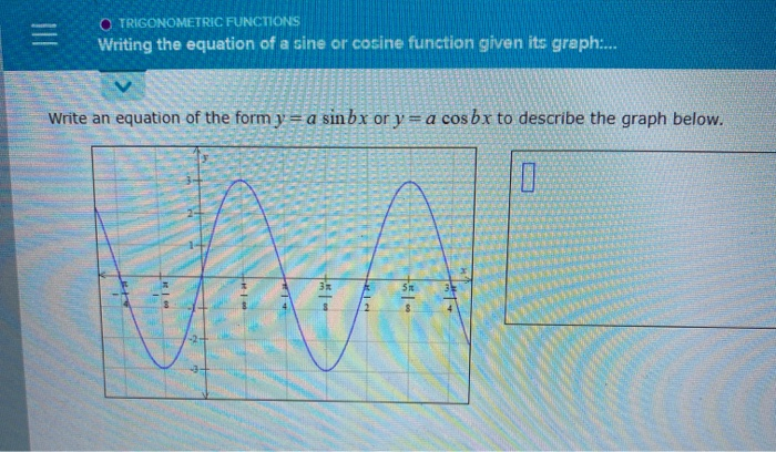 Solved O TRIGONOMETRIC FUNCTIONS Writing the equation of a | Chegg.com