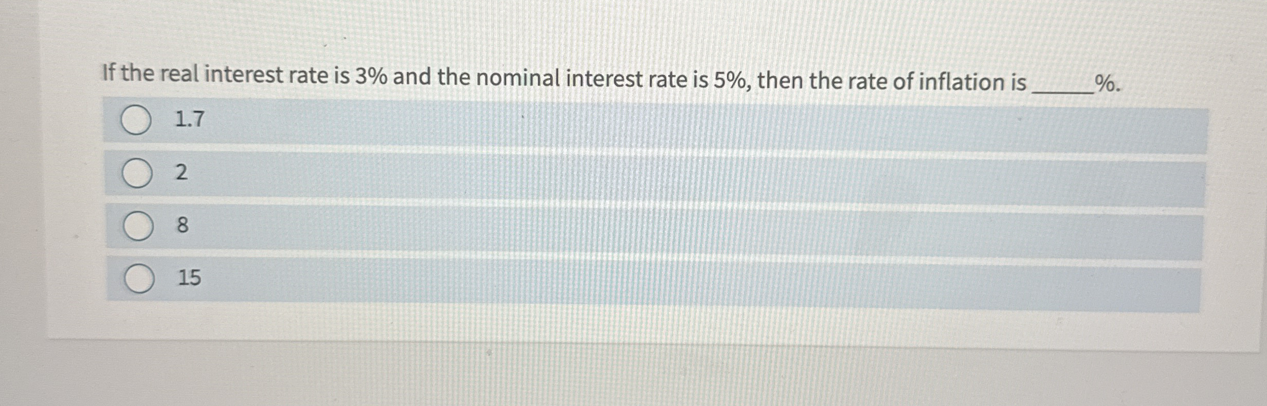 Solved If the real interest rate is 3% ﻿and the nominal | Chegg.com
