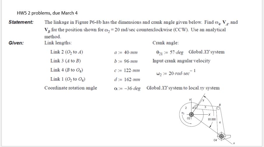 HW5 2 ﻿problems, due March 4Statement: , ﻿The linkage | Chegg.com