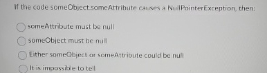 Solved If the code someObject.someAttribute causes a | Chegg.com