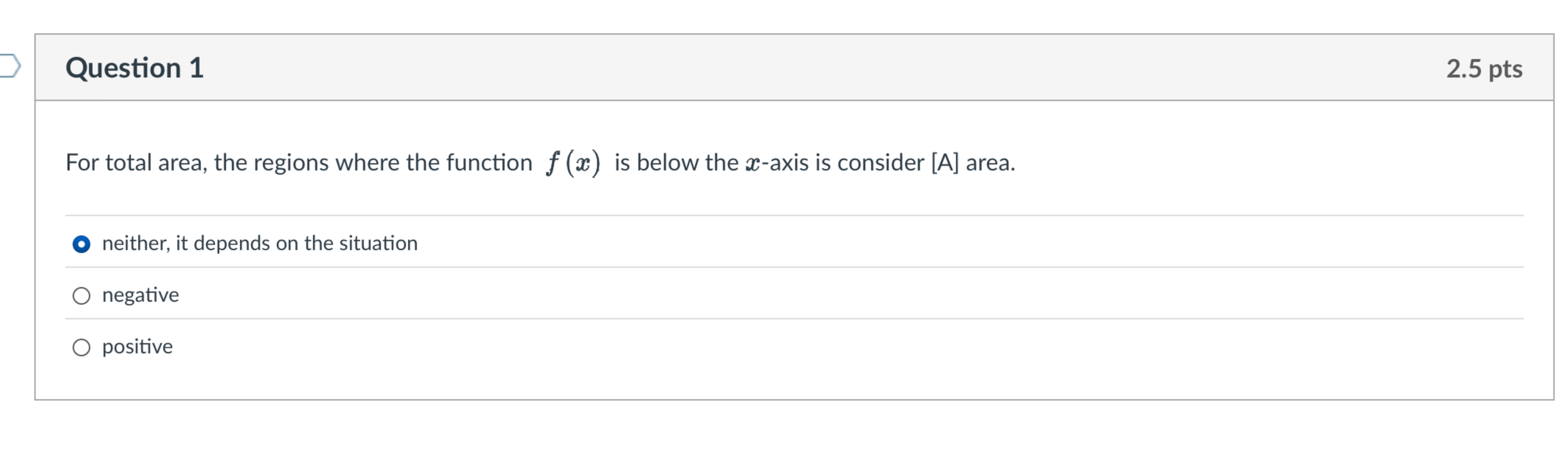 Solved Question 1For total area, the regions where the | Chegg.com