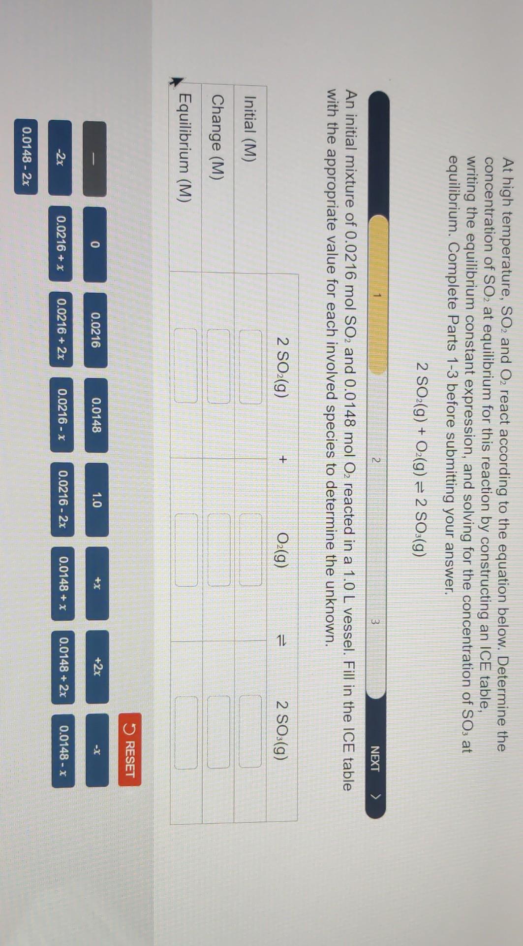Solved At high temperature, SO2 and O2 react according to | Chegg.com