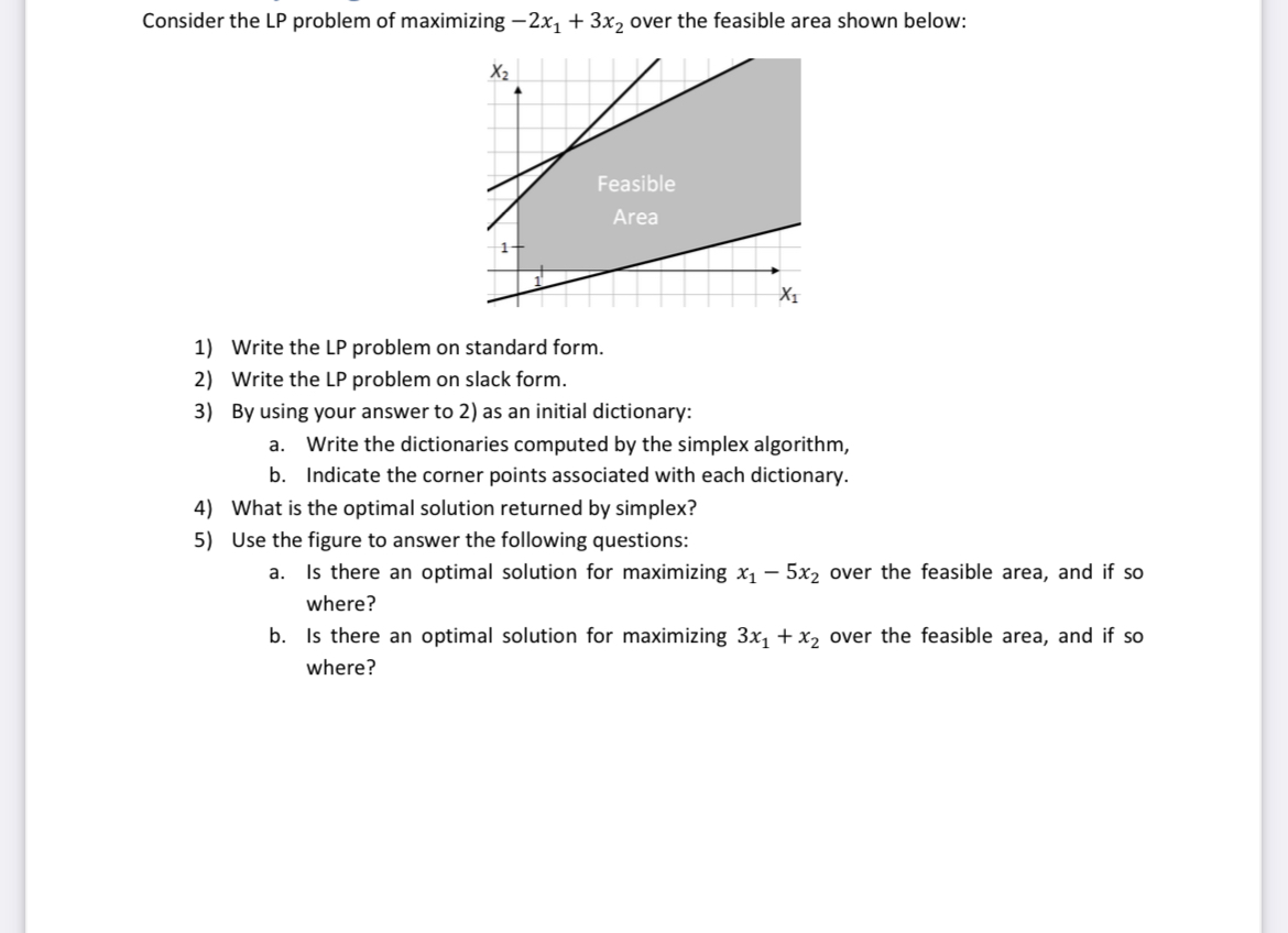 Solved Consider the LP problem of maximizing -2x1+3x2 ﻿over | Chegg.com