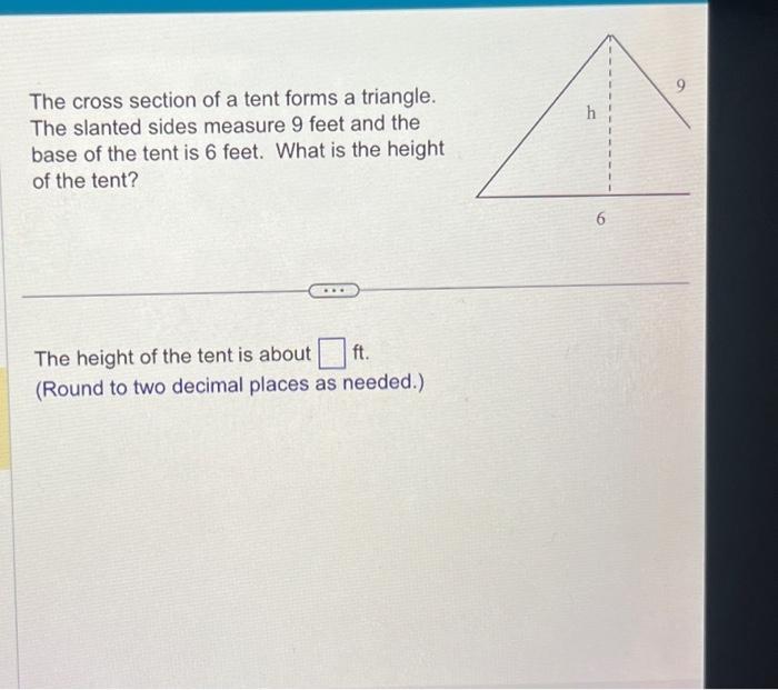 Solved The cross section of a tent forms a triangle. The | Chegg.com