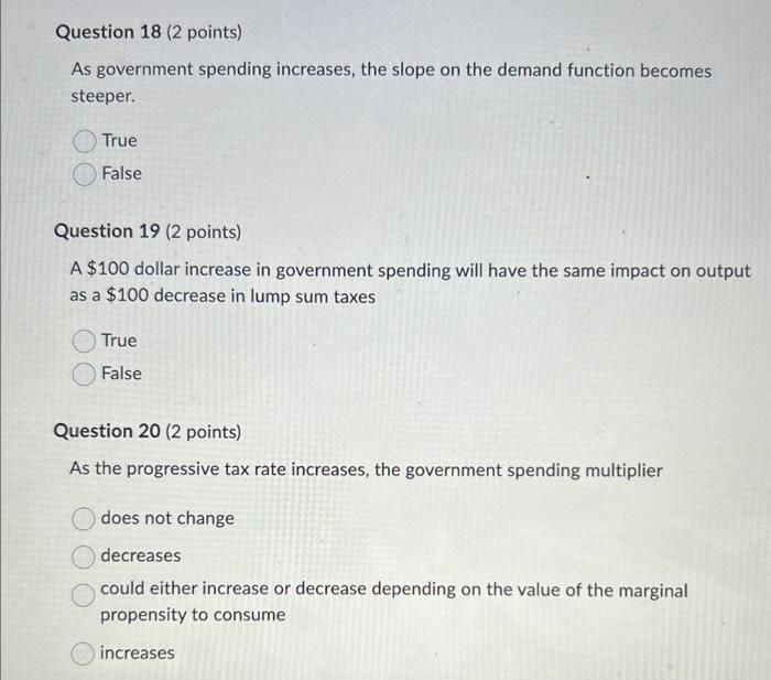Solved As government spending increases, the slope on the | Chegg.com