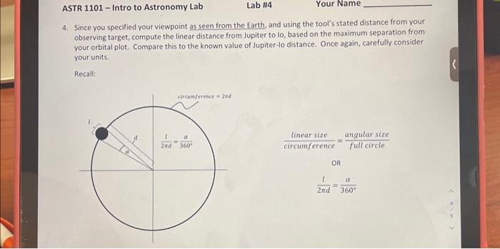 - Linear separation of Jupiter and lo (and then | Chegg.com