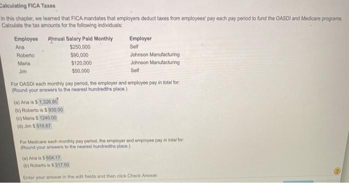 Solved Calculating FICA Taxes In this chapter, we learned | Chegg.com