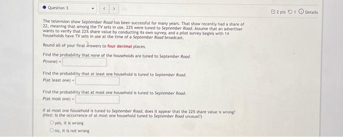 Solved The television show September Rood has been | Chegg.com