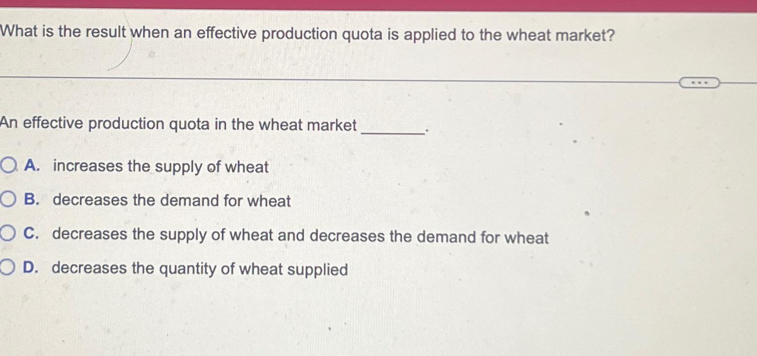 Solved What is the result when an effective production quota | Chegg.com