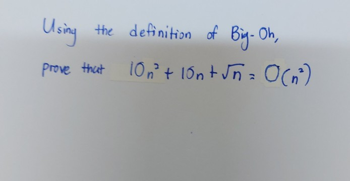 Solved Using the definition of Brig. Oh, 1on't cont n = 0(2) | Chegg.com