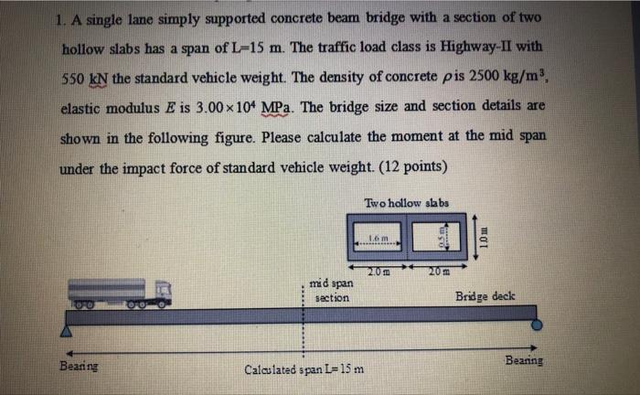 Solved 1. A single lane simply supported concrete beam | Chegg.com