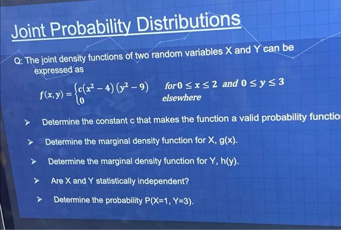 Solved Joint Probability Distributions Q: The joint density | Chegg.com