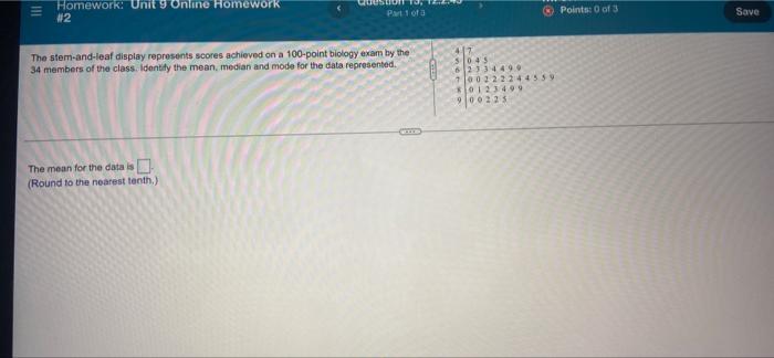 Solved III Homework: Unit 9 Online Homework #2 Uno Part 1 of | Chegg.com