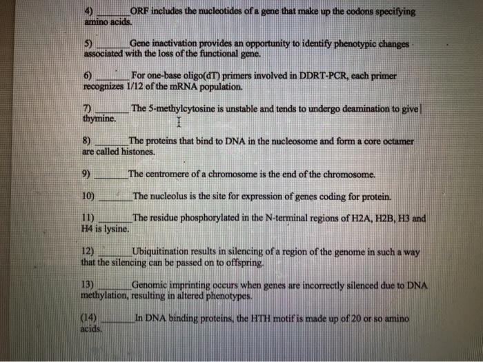 Solved ORF includes the nucleotides of a gene that make up | Chegg.com