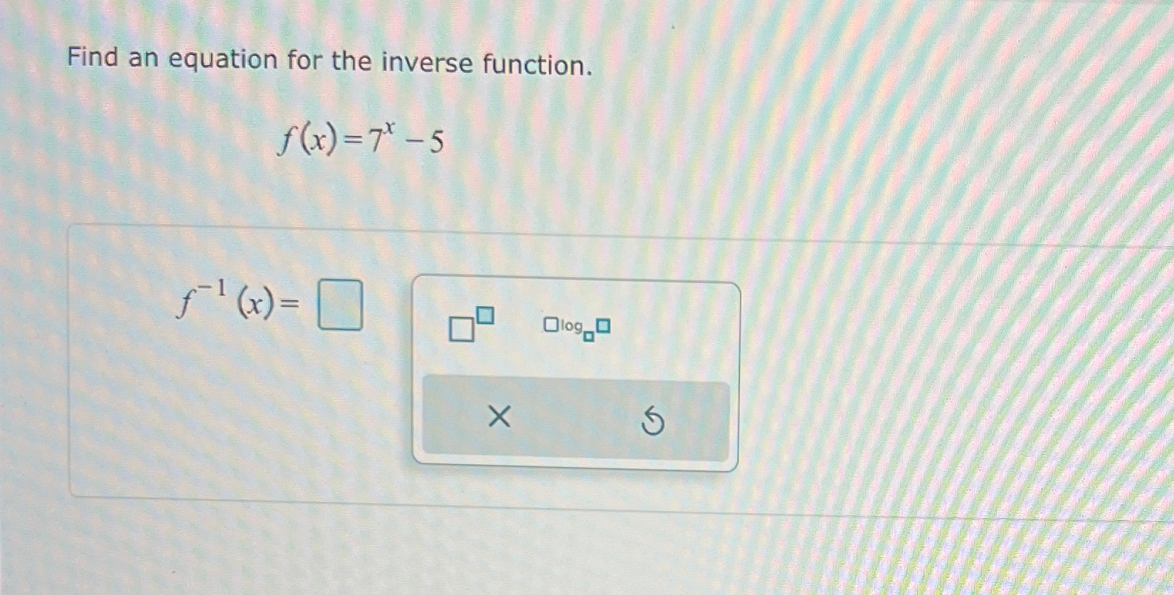 Solved Find an equation for the inverse | Chegg.com