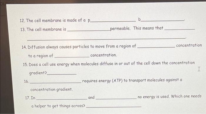 Solved 10. Use arrows to indicate the direction of diffusion | Chegg.com