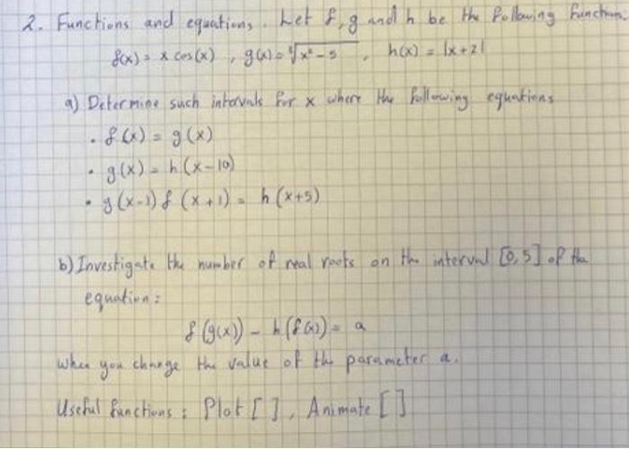 Solved 2 Functions And Equations Let F G And H Be The