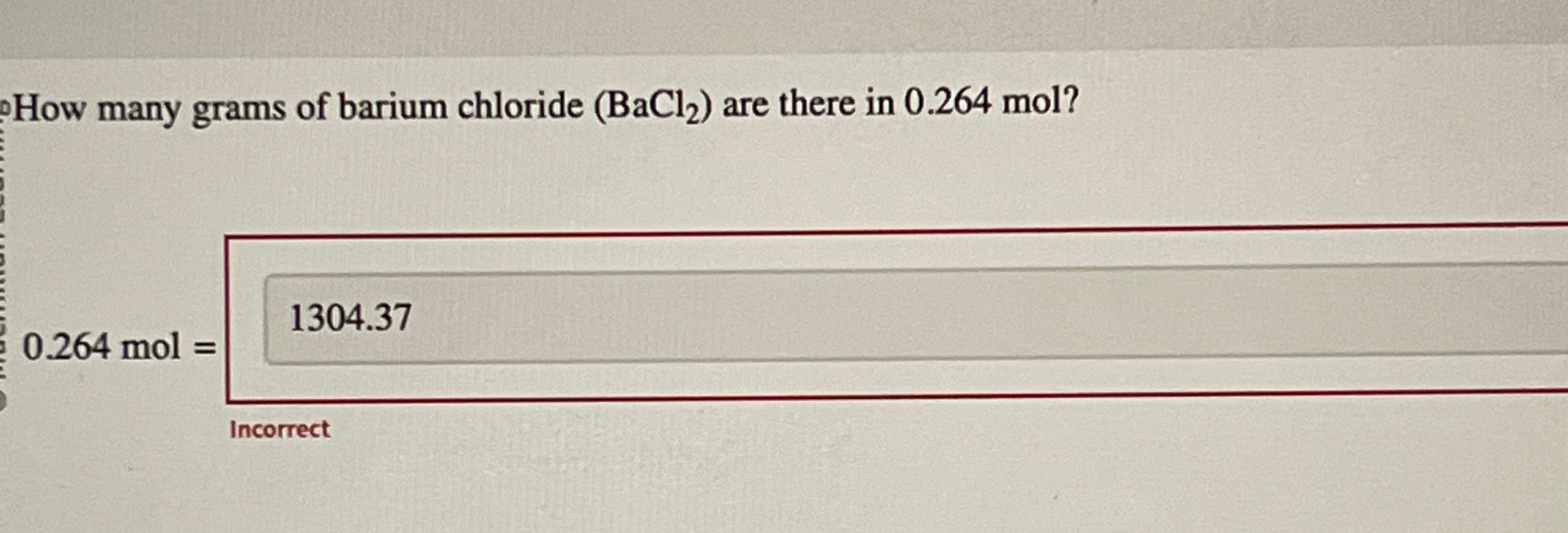 Solved How many grams of barium chloride (BaCl2) ﻿are there | Chegg.com