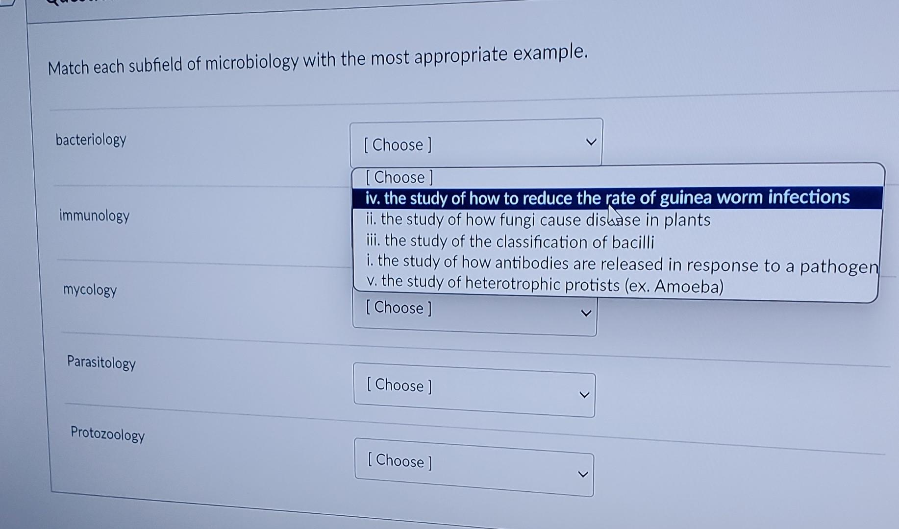 Solved Match each subfield of microbiology with the most | Chegg.com